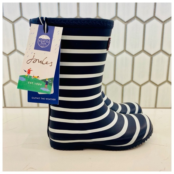 Joules | Shoes | Joules Junior Roll Up Wellies Navy Stripe Sz 3c Rubber Rainboots Girls 13 ...